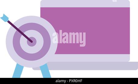 laptop computer and target over white background, vector illustration ...