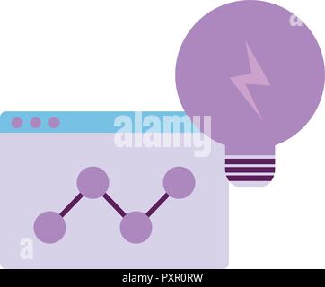 light bulb and web interface over white background, vector illustration ...