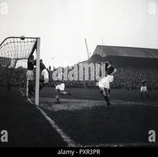 1950s, historical, a football match at the Old Den, New Cross, London ...