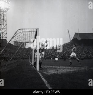 1950s, historical, a football match at the Old Den, New Cross, London ...