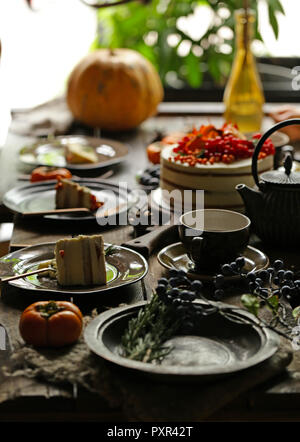 family party at the table, cake and tea Stock Photo - Alamy
