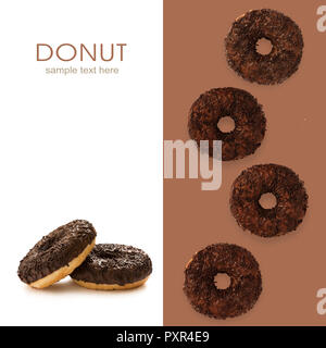Donuts in chocolate glazed with chocolate chips isolated on the white ...