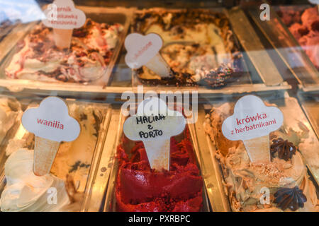 Polish Ice cream (Lodi) in different flavors in Krakow Poland Stock ...
