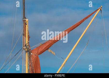 Mast Sails Rigging Thames Barge 'Greta' moored in Whitstable Harbour ...