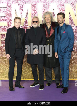 (L-R) Ben Hardy, Roger Taylor, Brian May and Gwilym Lee attend the ...