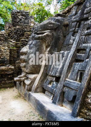 Maya Site, Lamanei Mask Temple, Lamanai Archaeological Site, Orange ...