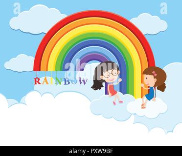 Rainbow kids stick figure cartoon vector isolated on white background ...