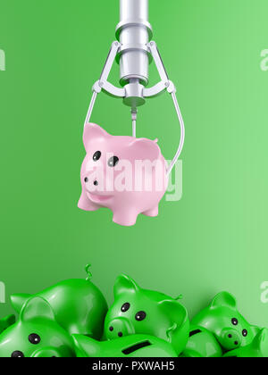 Piggy Bank and Money - 3D Rendering Stock Photo - Alamy