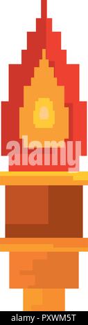 Cartoon pixelated torch fire flame animation of 8 bit pixel art game ...