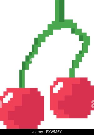 Cherry pixel art. Cherries 8 bit. pixelated Vector illustration Stock ...
