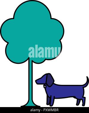 dog and tree over white background, vector illustration Stock Vector ...