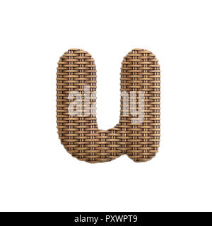 Wicker letter R. Small 3d rattan font isolated on white background ...
