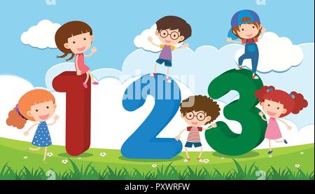 Little children counting number one to four illustration Stock Vector ...