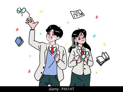 School life cartoon. Teenagers, middle and high school students vector ...