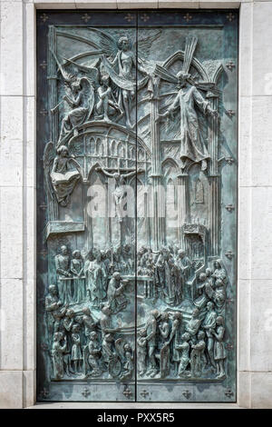 Romanesque sculpture, art, Portal of cathedral in Saint Pierre abbey ...