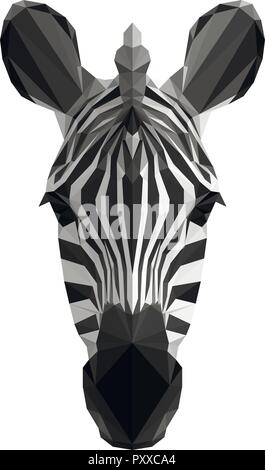The black geometric head of zebra. Polygonal abstract animal of Africa ...