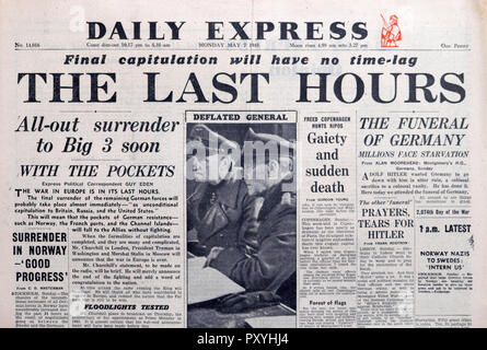 "THE LAST HOURS" Daily Express front page newspaper Second World War ...