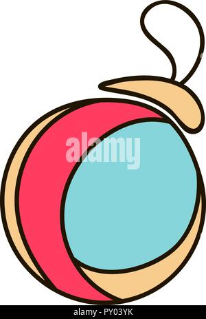 Red Christmas ball, Christmas tree toy with ribbon, bow, pattern ...