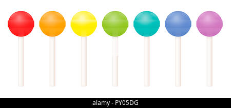 Lollipop on stick on blue background. Sweet candy. Confectionery goods ...