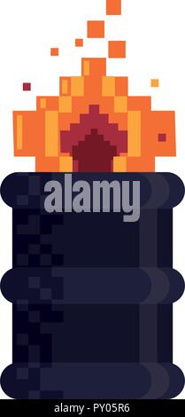 Pixelated barrel on fire vector illustration graphic design Stock ...