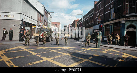 British Army soldiers with riot gear in Belfast City center during The ...