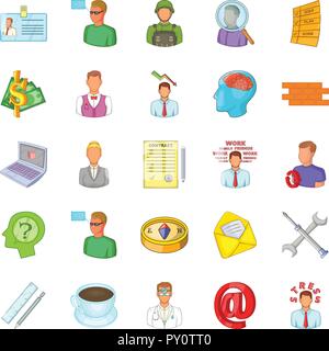 Difficult work icons set, cartoon style Stock Vector Image & Art - Alamy