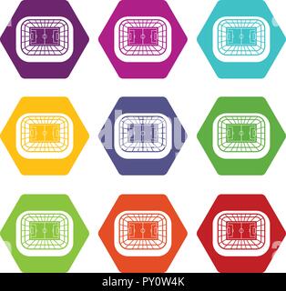Stadium icon set color hexahedron Stock Vector Image & Art - Alamy