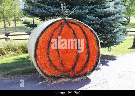 Hay bale art Stock Photo - Alamy