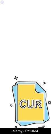 CUR File Document Icon simple flat vector symbol outline collection set ...