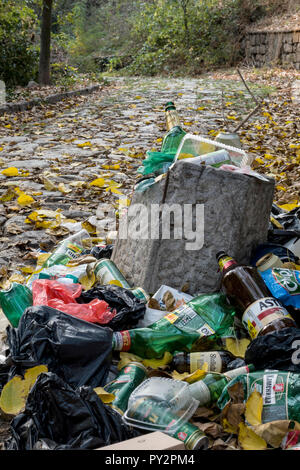 Rubbish bin with litter and trash inside it Stock Photo - Alamy
