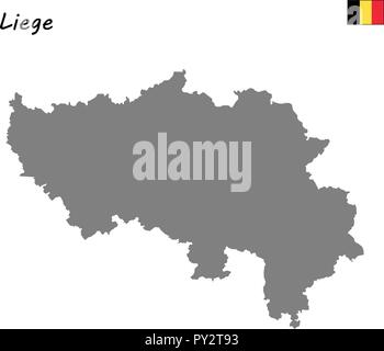 The administrative map of Liege Province isolated on white background ...