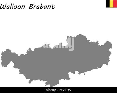 High Quality map of Walloon Brabant is a province of Belgium, with ...