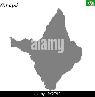 Amapa State, outline map isolated on white background, Brazil Stock ...
