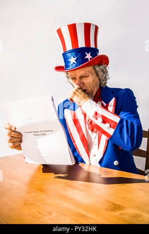 Uncle Sam sitting at a table looking surprised and astounded as he ...