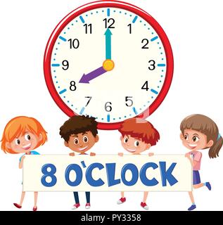 2 o'clock and students illustration Stock Vector Image & Art - Alamy