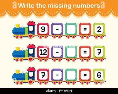Write the missing numbers train concept illustration Stock Vector Image ...