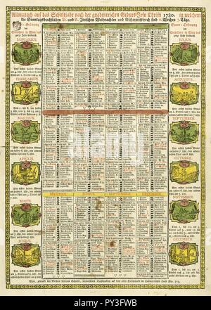 Calendar Vienna 1780 Stock Photo - Alamy