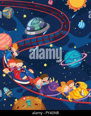 A fun roller coaster space illustration Stock Vector Image & Art - Alamy