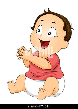 Illustration of a Kid Boy Toddler Clapping Hands and Copying Hands ...