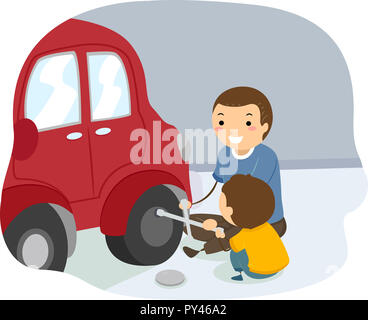 Illustration of a Stickman Father Teaching Son to Say Please Stock ...