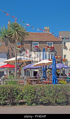 England, Kent, Deal, The Kings Head Pub, Colourful Advertising Signs ...