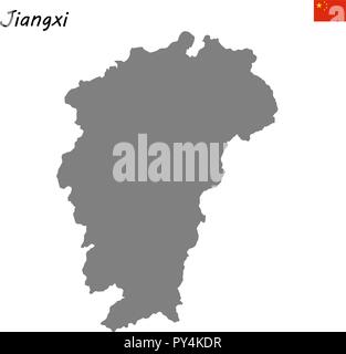 Jiangxi Province administrative map isolated on white background, China ...