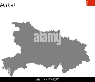 Hubei Province outline map isolated on white background, China Stock ...