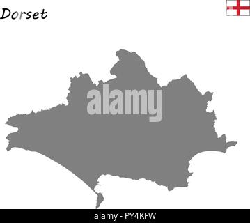 High Quality map of Dorset is a county of England, with borders of the ...