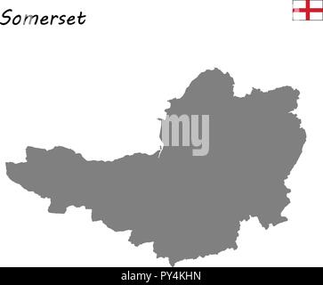 High Quality map of Somerset is a county of England, with borders of ...
