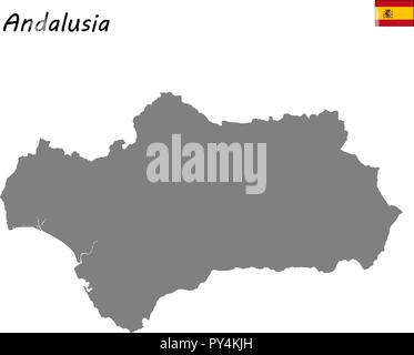 High quality political map of Spain and Portugal with borders of the ...