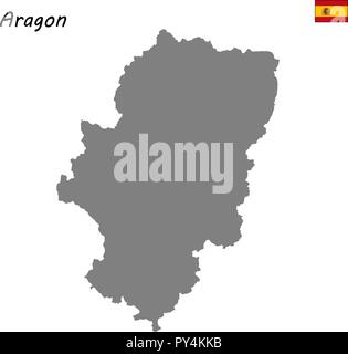 High Quality map of Aragon is a state of Spain, with borders of the ...