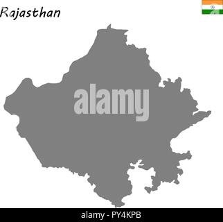 High Quality map of Rajasthan is a state of India, with borders of the ...
