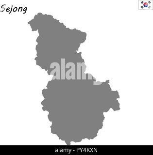 map of Sejong state of South Korea and location on Korean map Stock ...