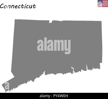 Connecticut map shape United states America green forest hand drawn ...